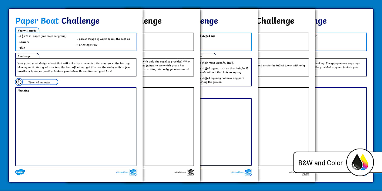 Editable Paper Challenges Activity Pack (teacher made)