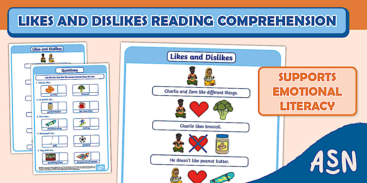 Likes and Dislikes Comprehension with Visual Supports