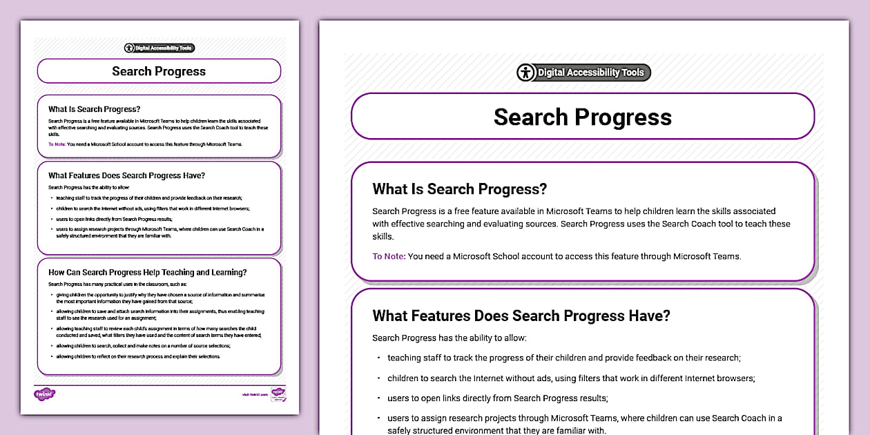 Search Progress Digital Accessibility Tool Information Sheet