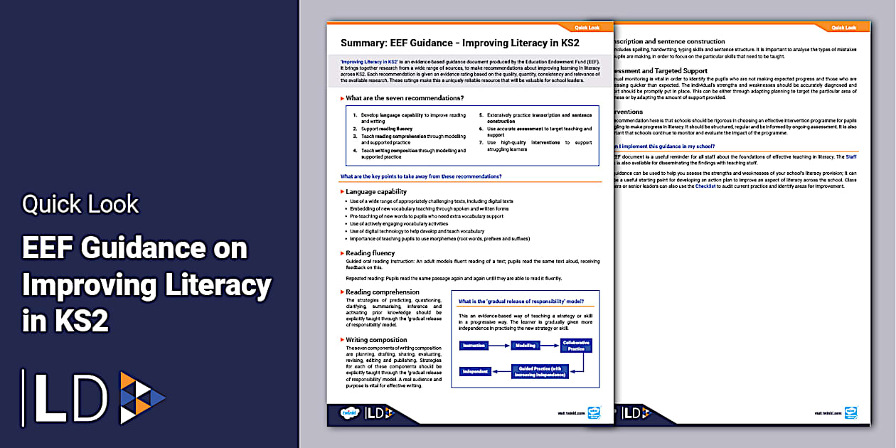 Quick Look: EEF Guidance on Improving Literacy in KS2