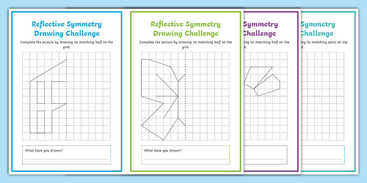 Reflective Symmetry Drawing Challenge Cards (teacher made)