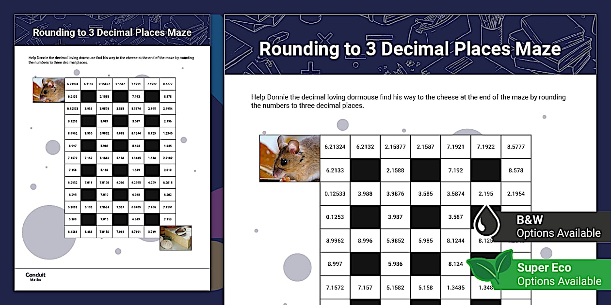Rounding to 3 Decimal Places Maze Title (teacher made)