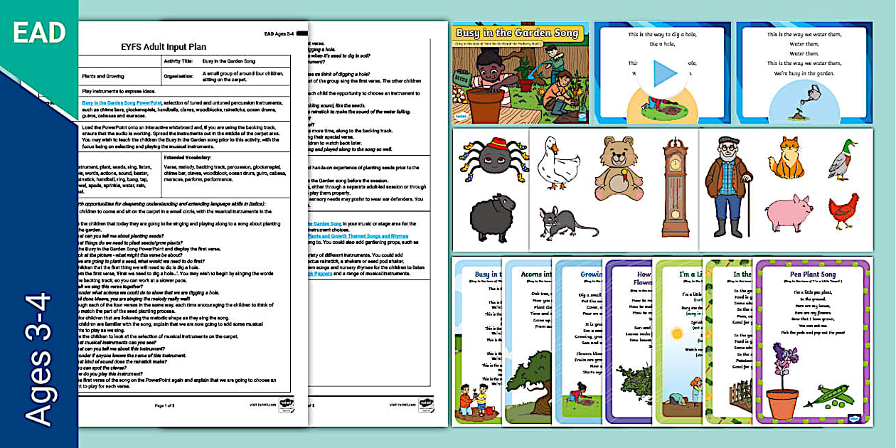 EYFS Busy in the Garden Song Adult Input Plan & Resources