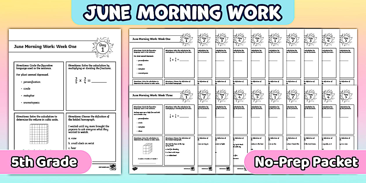 Fifth Grade June Morning Work Bundle (teacher made) - Twinkl
