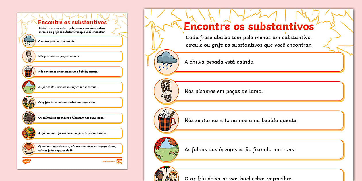 Encontre os substantivos - Folha de atividade (teacher made)