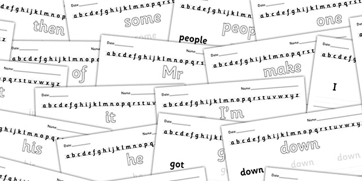 100 High Frequency Words Formation Practice Sheets - word form