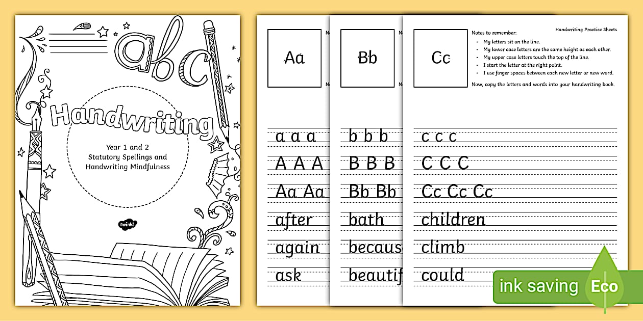 Dyslexic Year 1 and 2 Statutory Spellings and Handwriting Mindfulness ...