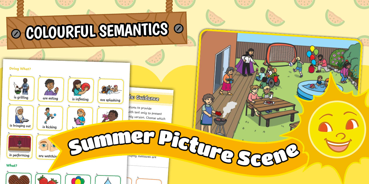 Summer Garden Party Colourful Semantics Picture Scene