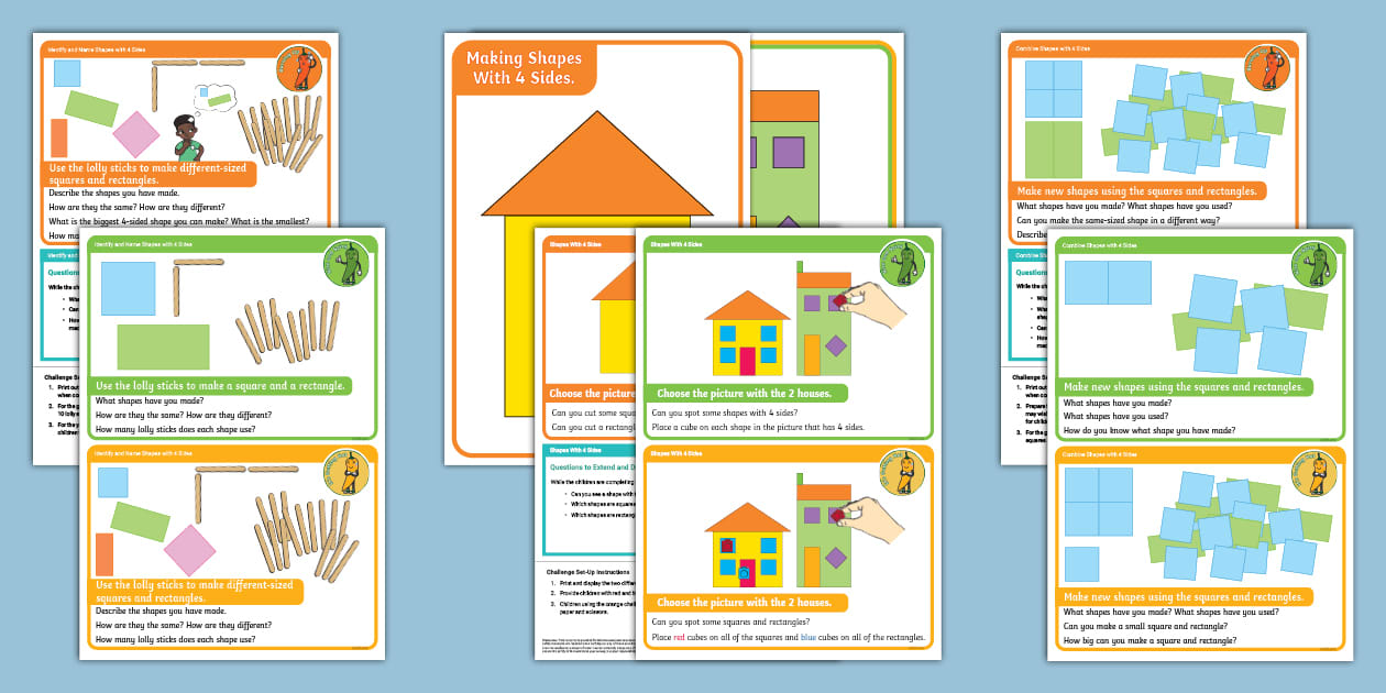 👉 Shapes with 4 Sides Chilli Challenges Pack | Twinkl