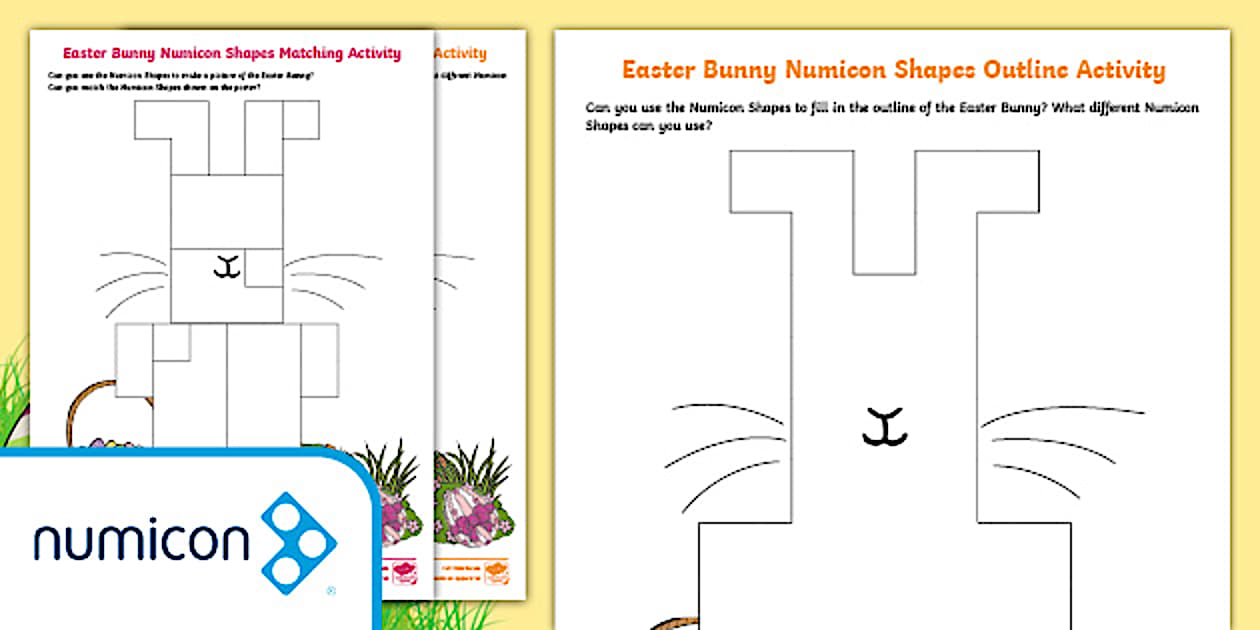 Easter Bunny Numicon Shape Outline and Matching Posters Pack