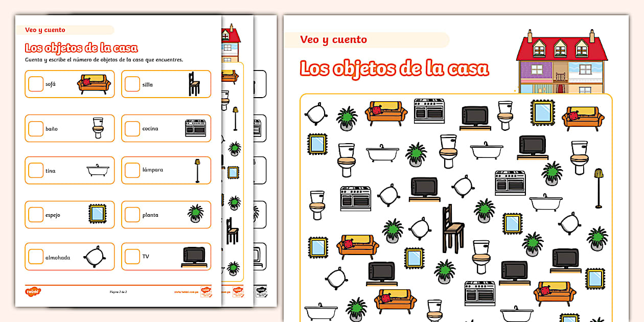 Atención y concentración: contar la cantidad de objetos versión la casa