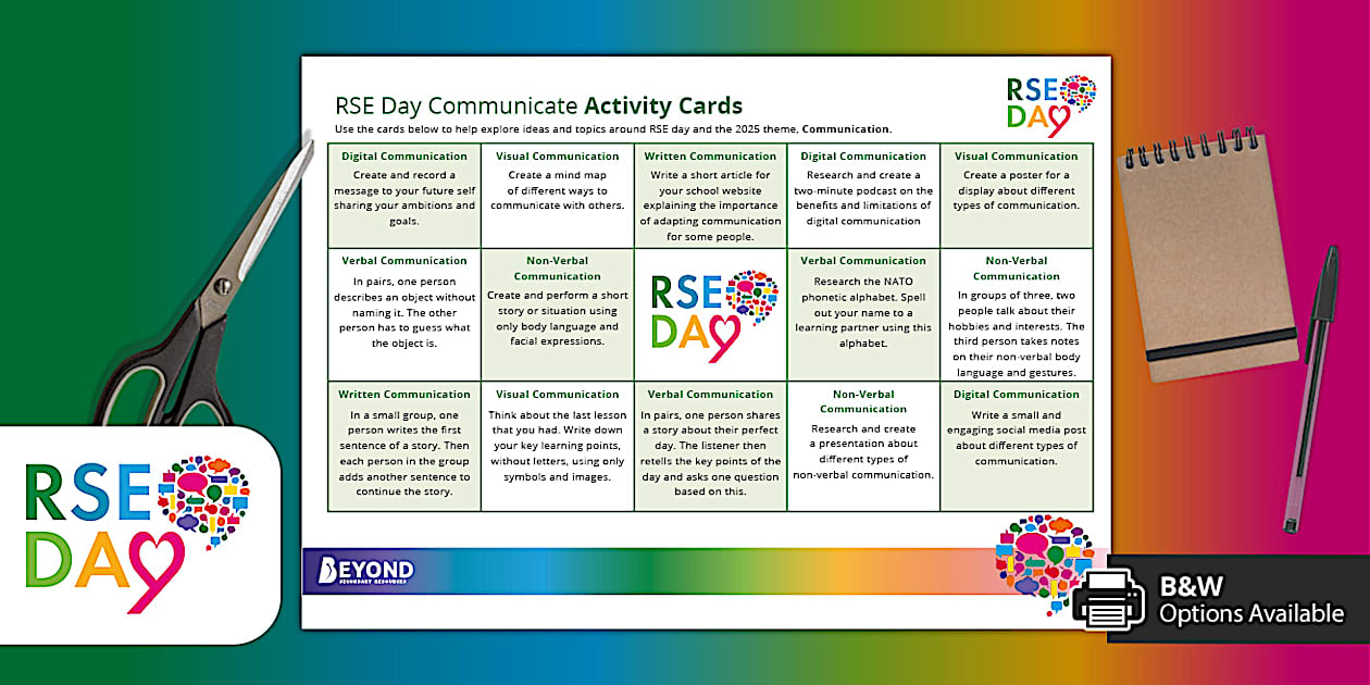 2025: RSE Day Activity Cards | Beyond PSHE
