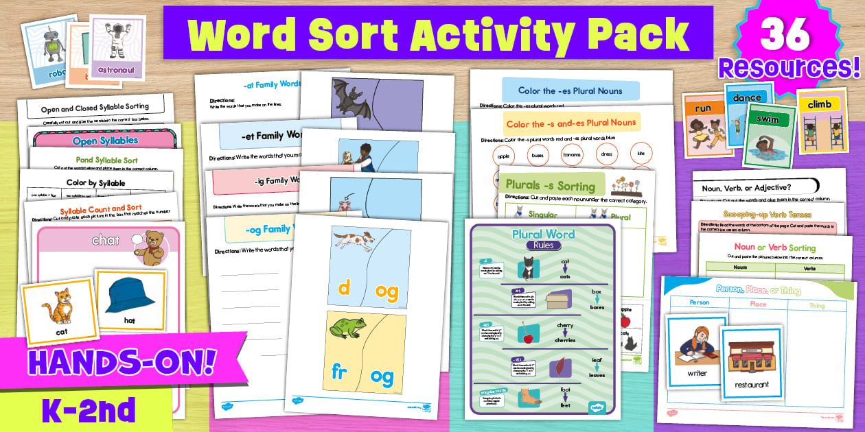 Word Sort Activity Pack for K-2nd Grade (Lehrer gemacht)