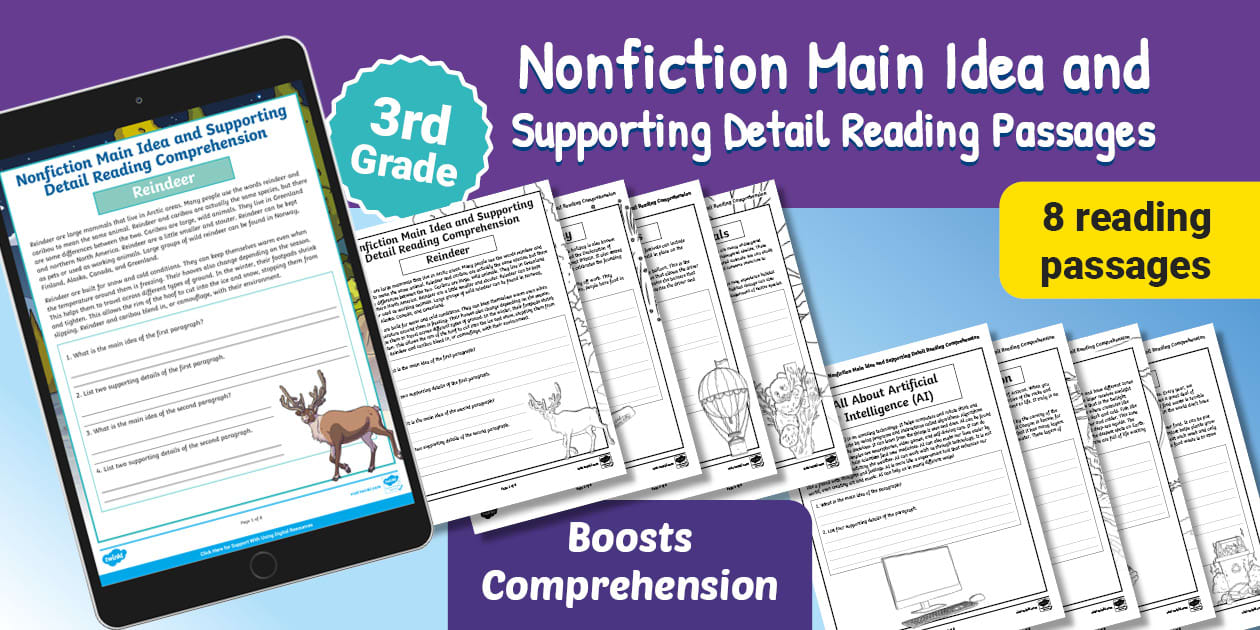 Main Idea and Supporting Details Reading Passages |Twinkl US