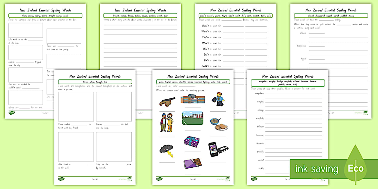New Zealand Essential Spelling List Commonly Misspelt Worksheets