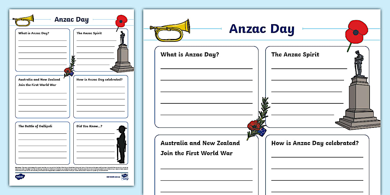 Anzac Day Fact File Template (teacher made) - Twinkl