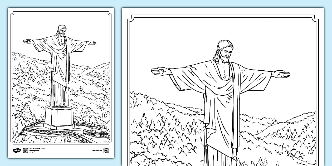 Brazil Landmarks Colouring Page (teacher made) - Twinkl