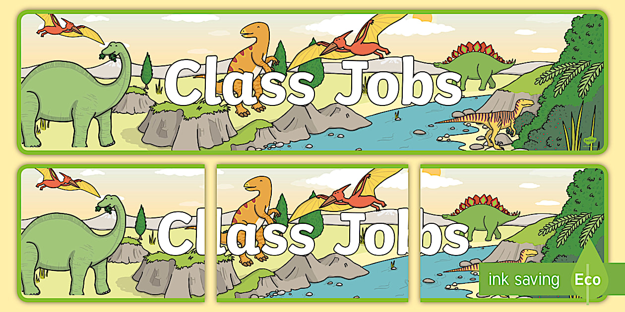 Dinosaur Class Jobs Banner | Classroom Routine | Twinkl USA