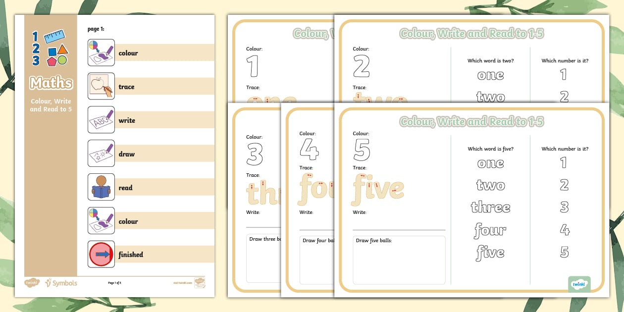 Structured Steps Colour, Read and Write to 5 (teacher made)