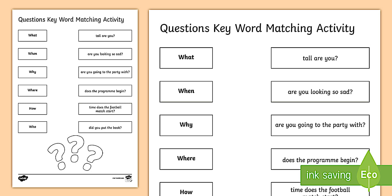 Asking Questions Match and Draw (teacher made) - Twinkl
