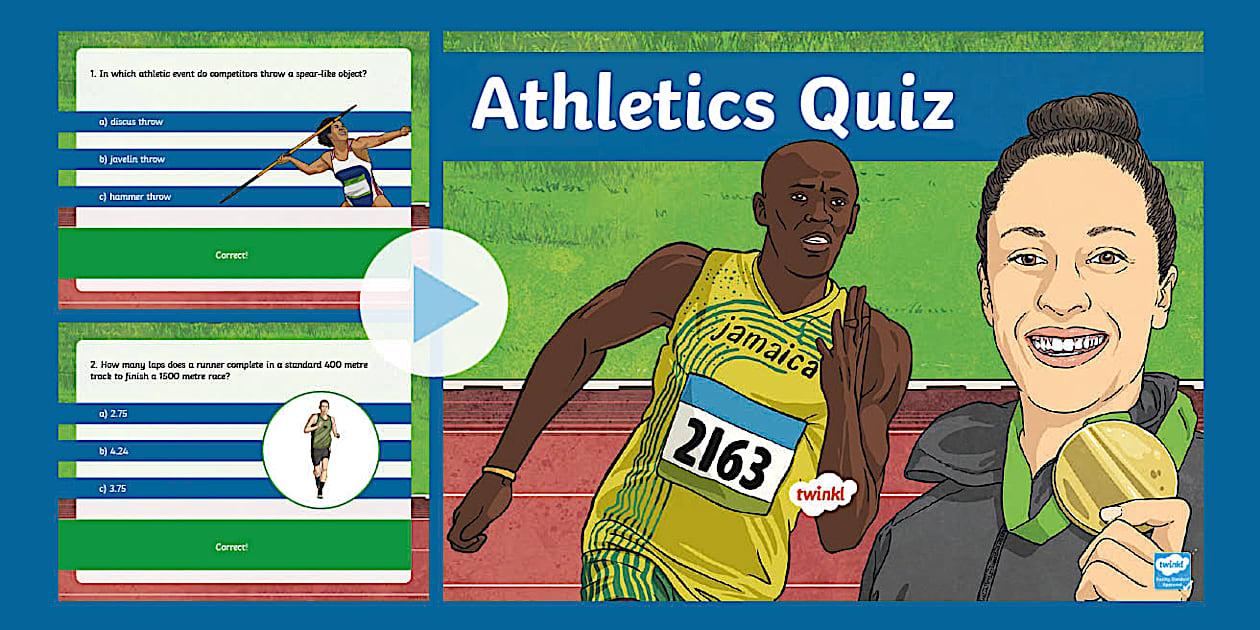 PowerPoint Athletics Quiz Questions and Answers - Twinkl
