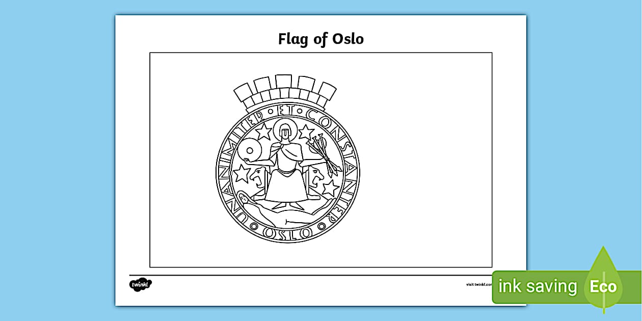 Oslo Flag Colouring Page (teacher made) - Twinkl