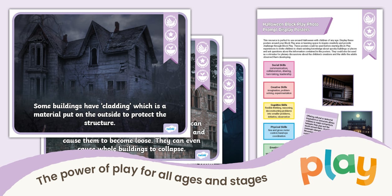 Halloween Block Play Photo Prompt Display Posters