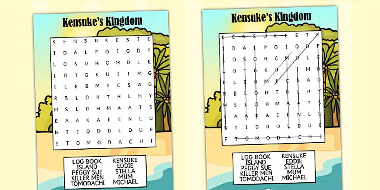 Kensuke's Kingdom Differentiated Wordsearch - Twinkl