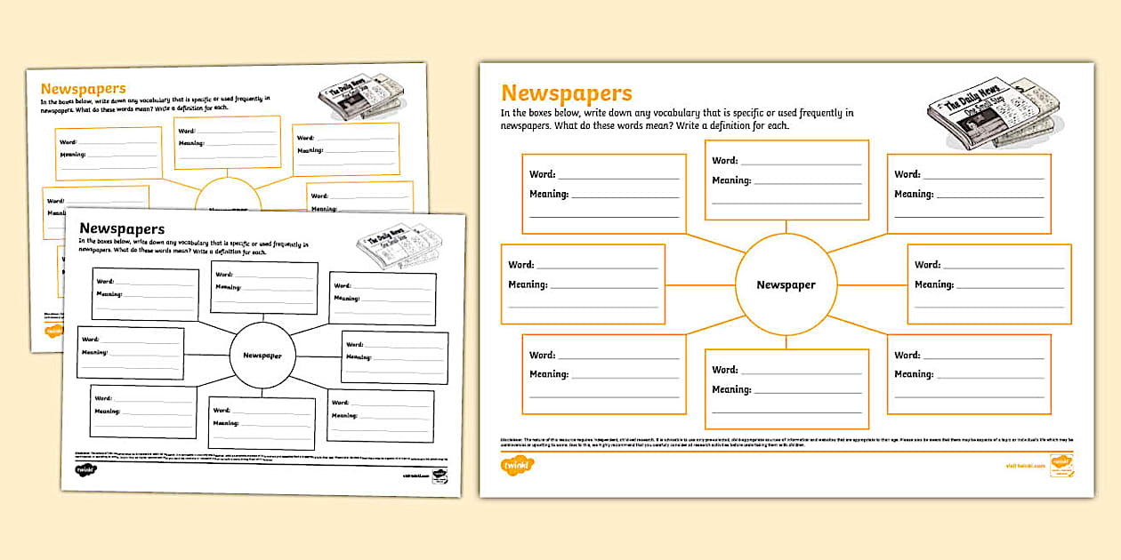 Newspaper Vocabulary Mind Map (Teacher-Made) - Twinkl