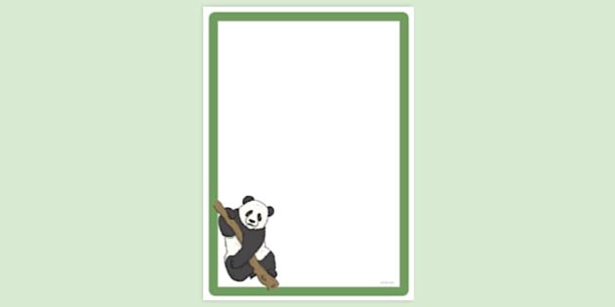 Giant Panda in a Tree Page Border (teacher made) - Twinkl