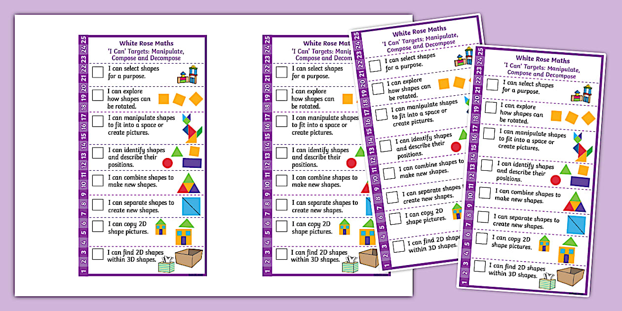 EYFS Maths Target Bookmarks Manipulate, Compose & Decompose