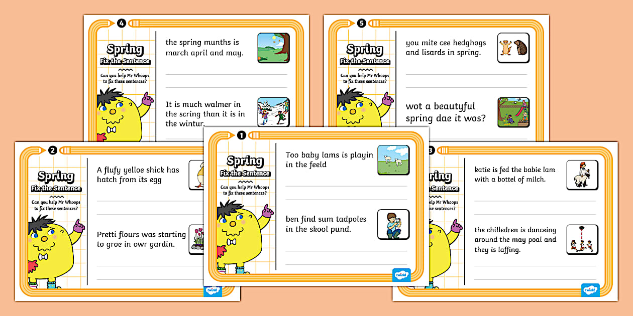 KS1 Spring Fix the Sentence Activity Mat Pack (teacher made)
