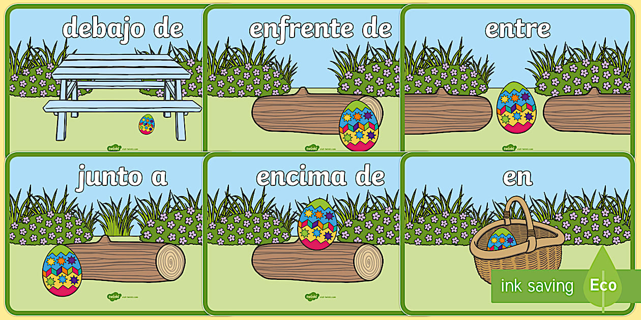 Easter Egg Positional Language Display Posters - Spanish