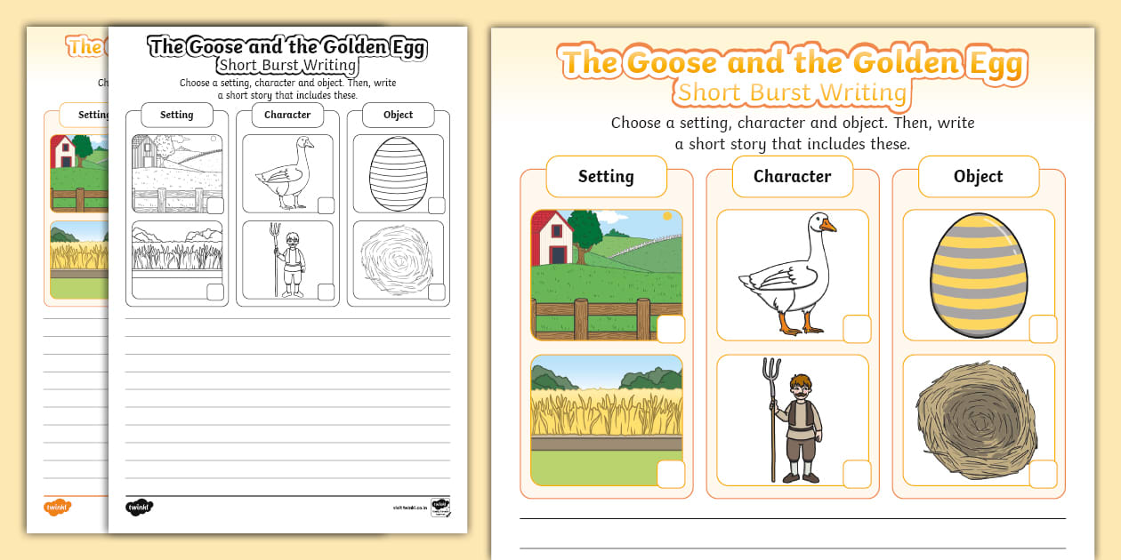 The Goose and the Golden Egg Short Burst Writing - Twinkl