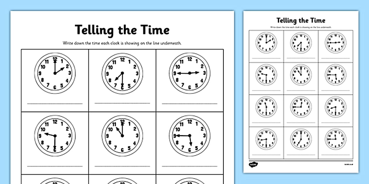 O'clock, Half Past, and Quarter Past the Hour Time Worksheet