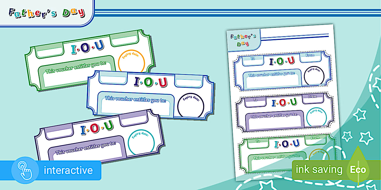 Editable IOU Vouchers for a Loved One (teacher made)