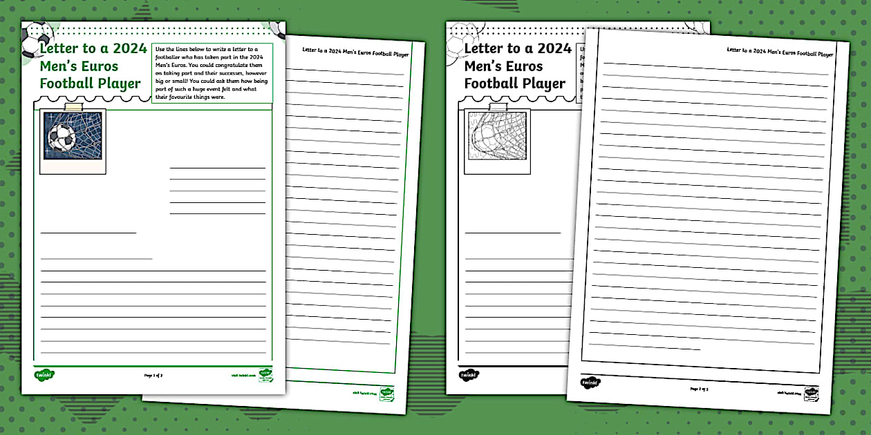 KS2 2024 Men's Euros Letter Writing Template (teacher made)