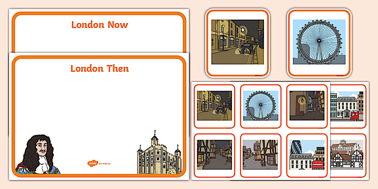 London Then and Now Matching Cards - London Small Square Cards