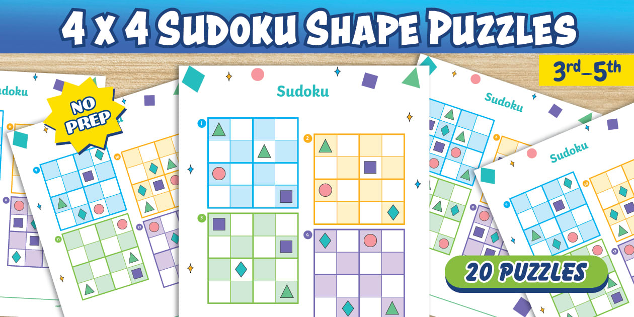 4 x 4 Sudoku Picture Puzzles for 3rd-5th Grade - Twinkl