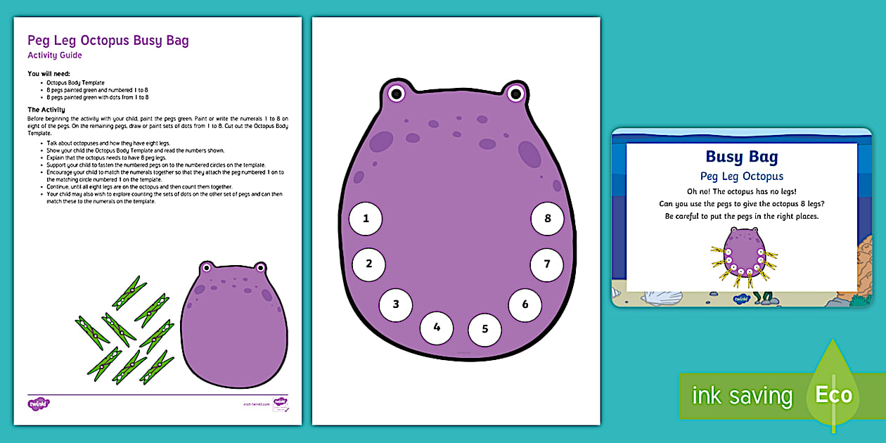 Peg Leg Octopus Busy Bag Resource Pack for Parents - Twinkl