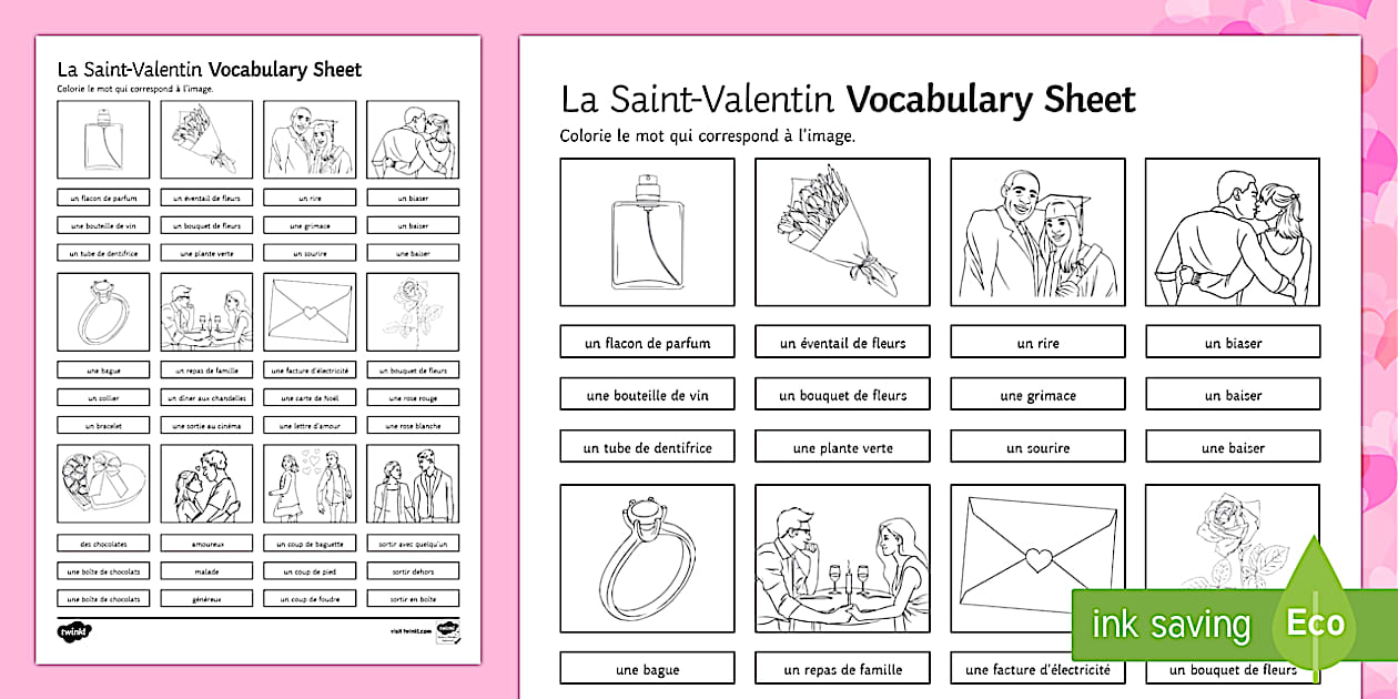 Valentine's Day Vocabulary Worksheet / Worksheet
