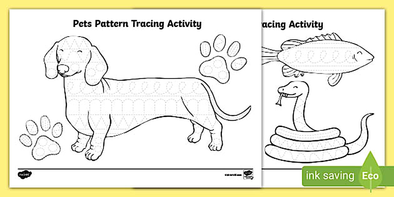 Pets Pattern Tracing Activity (teacher made) - Twinkl