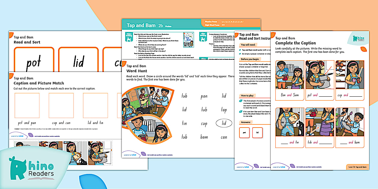 Level 2b Tap and Bam Guided Reading Pack (professor feito)