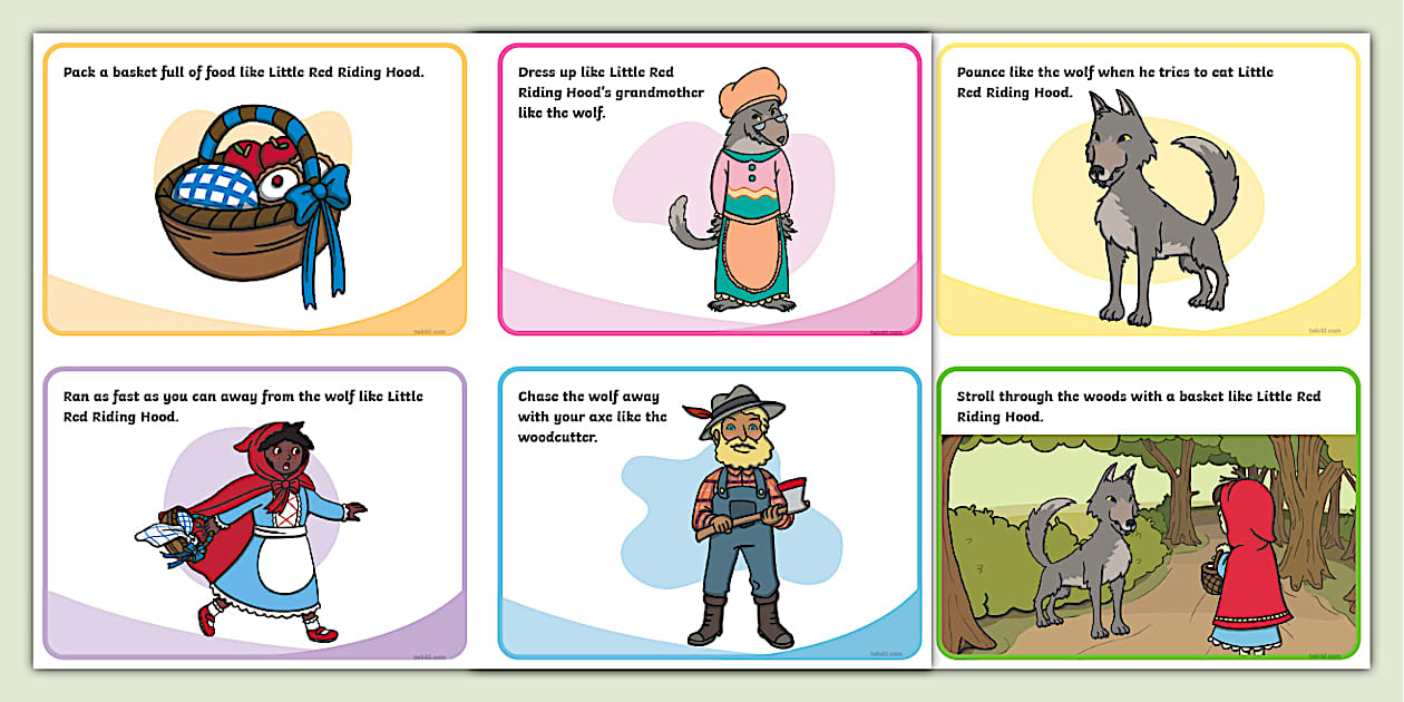 Little Red Riding Hood Brain Break Action Cards - Twinkl