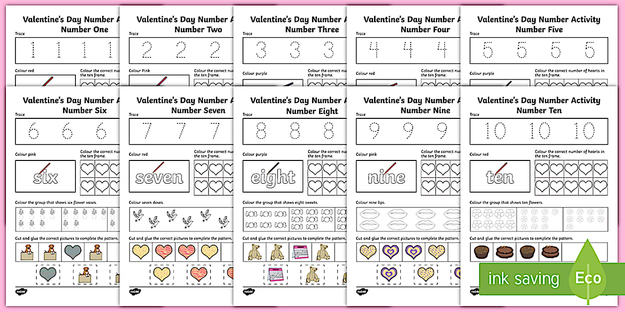 Valentine's Day Numbers 1-10 Activity Pack (teacher made)