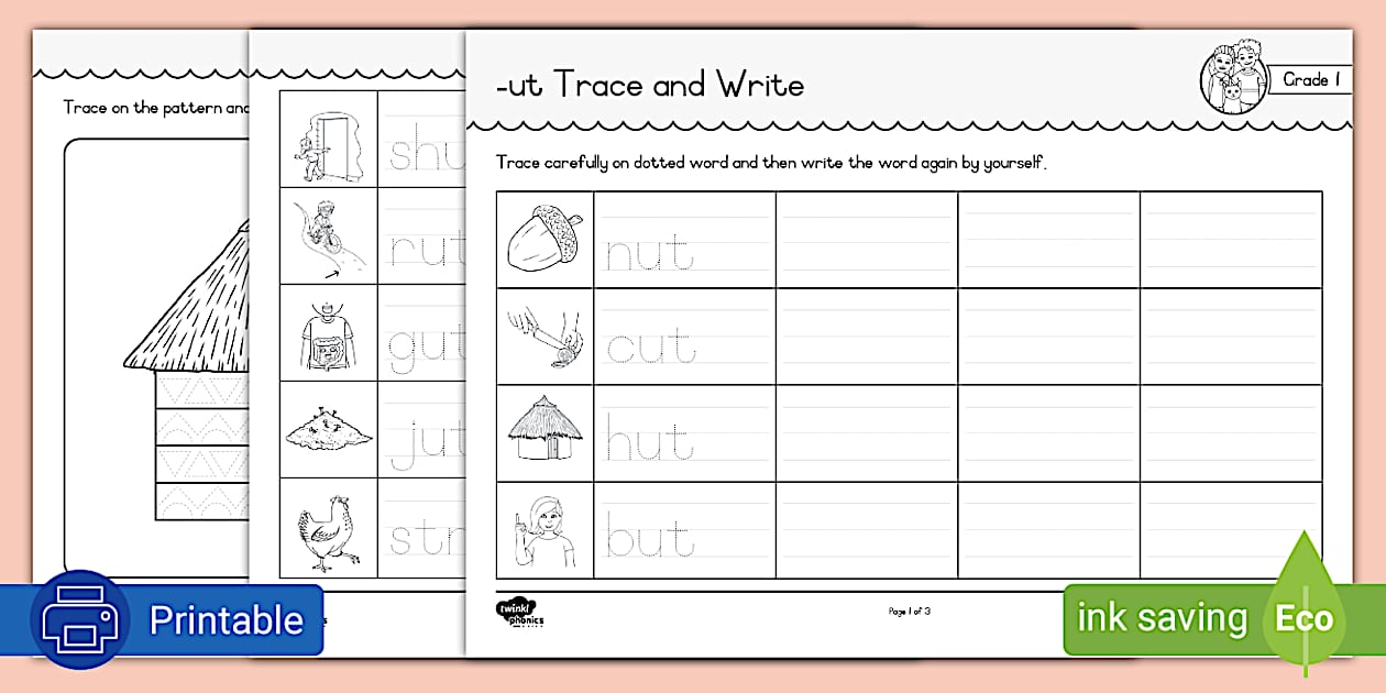 Grade 1 Trace and Write -ut (teacher made) - Twinkl