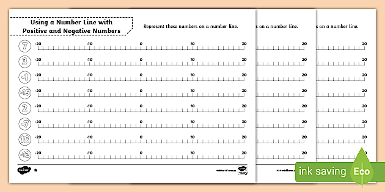 Positive and Negative Integer Number Lines Activity Sheets