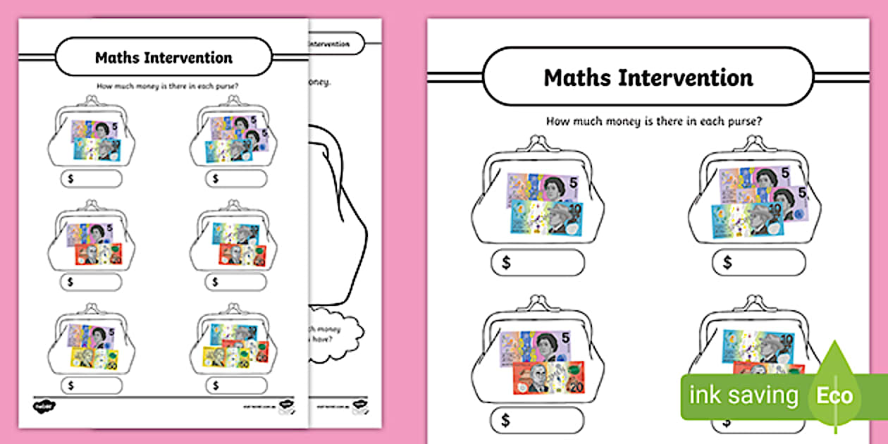 TAS Maths Intervention Adding Notes Activity - Twinkl