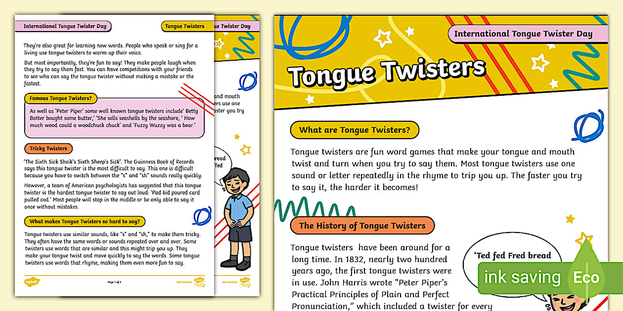 International Tongue Twister Day Fact File (teacher made)