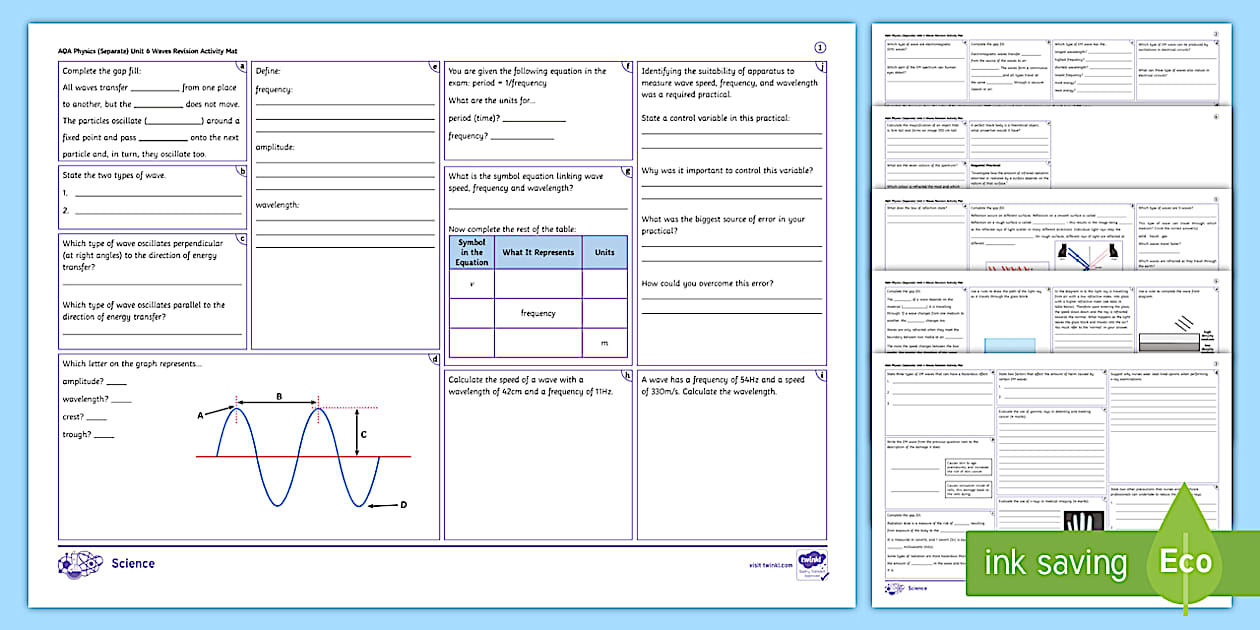 AQA GCSE Physics (Separate) Waves Revision Mat | Beyond